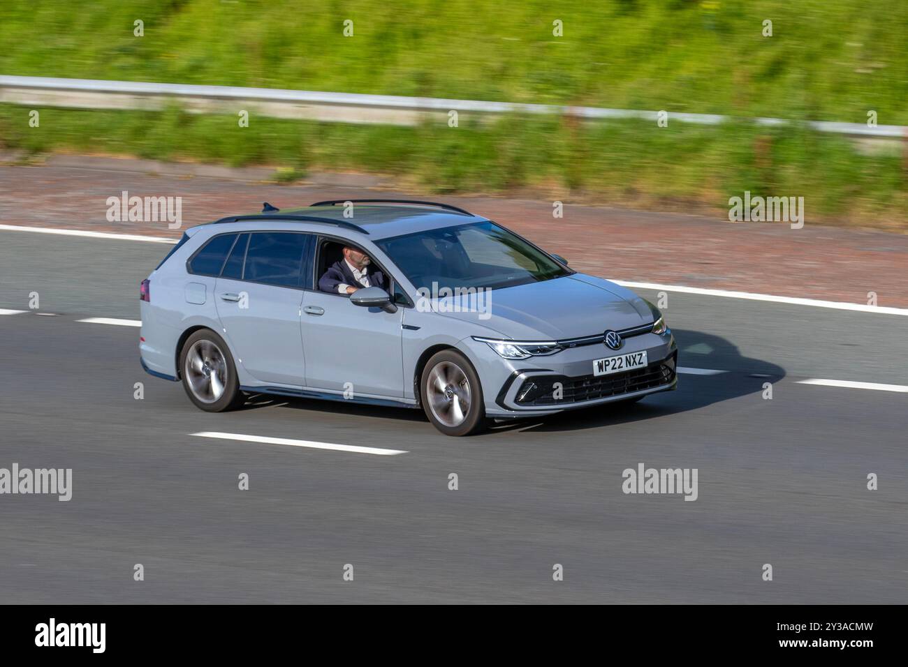 2022 Grey VW Volkswagen Golf R-Line TSI; motoring on the M6 motorway ...