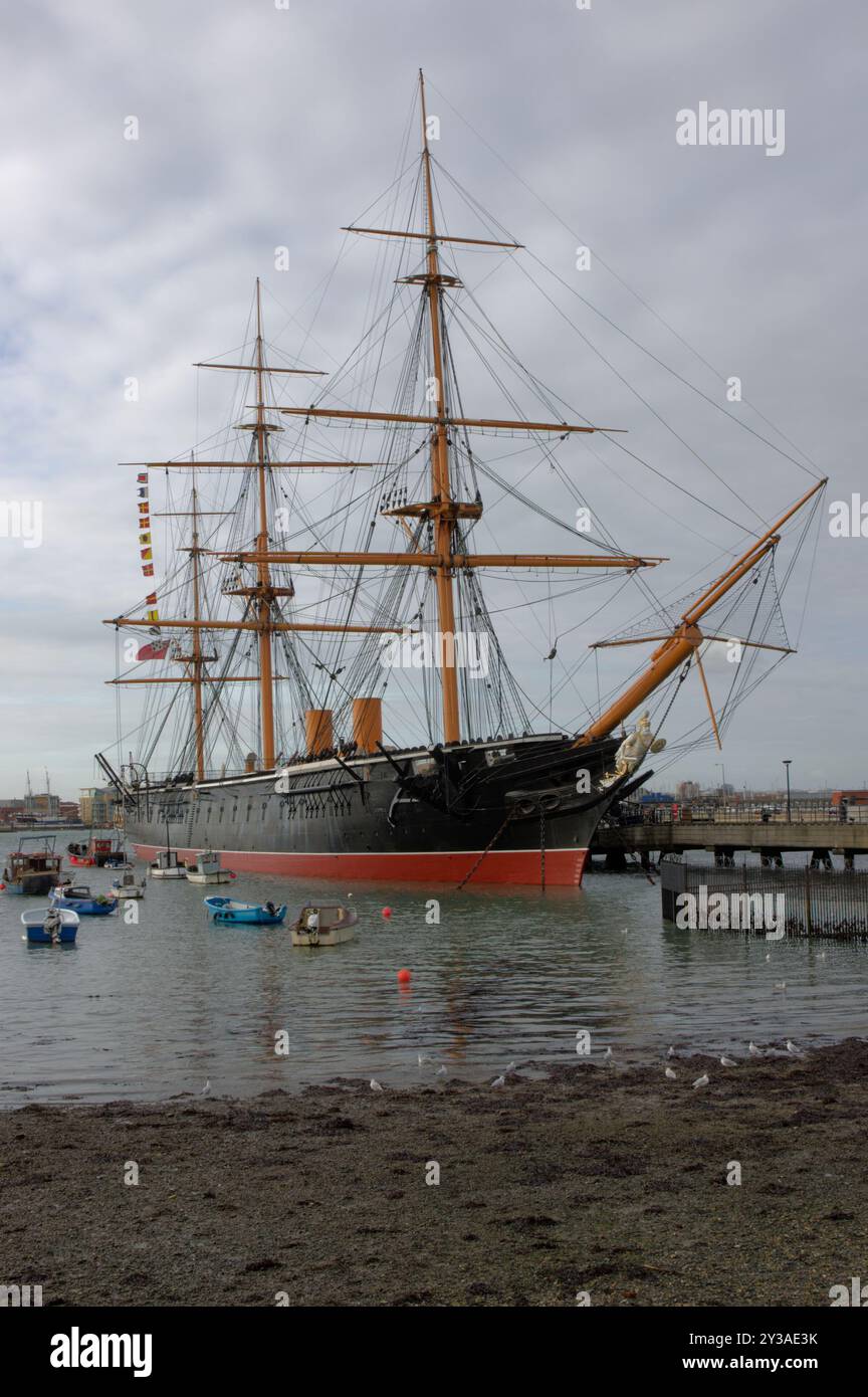 First ironclad warship HMS Warrior, Portsmouth Historic Dockyard Stock ...