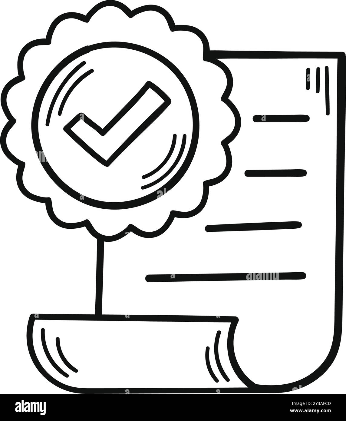 Hand drawn memo paper sheet icon in flat style. Checklist vector ...