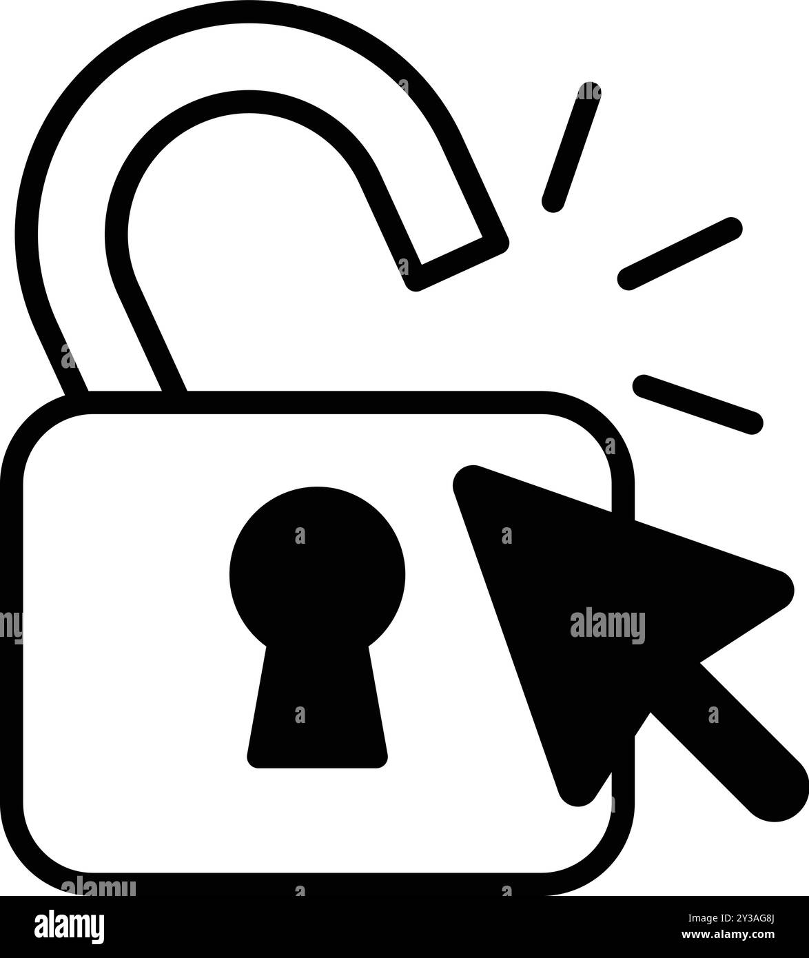 A cartoon image of a lock with a keyhole and a arrow pointing to a ...