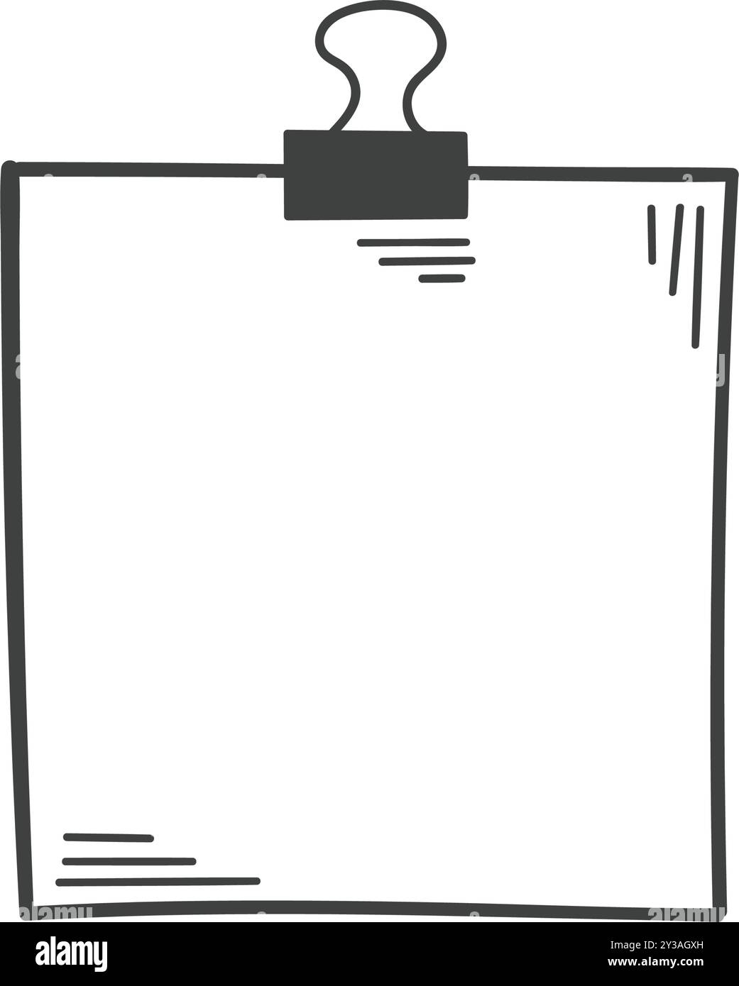 Hand drawn memo paper sheet icon in flat style. Doodle sketch vector ...
