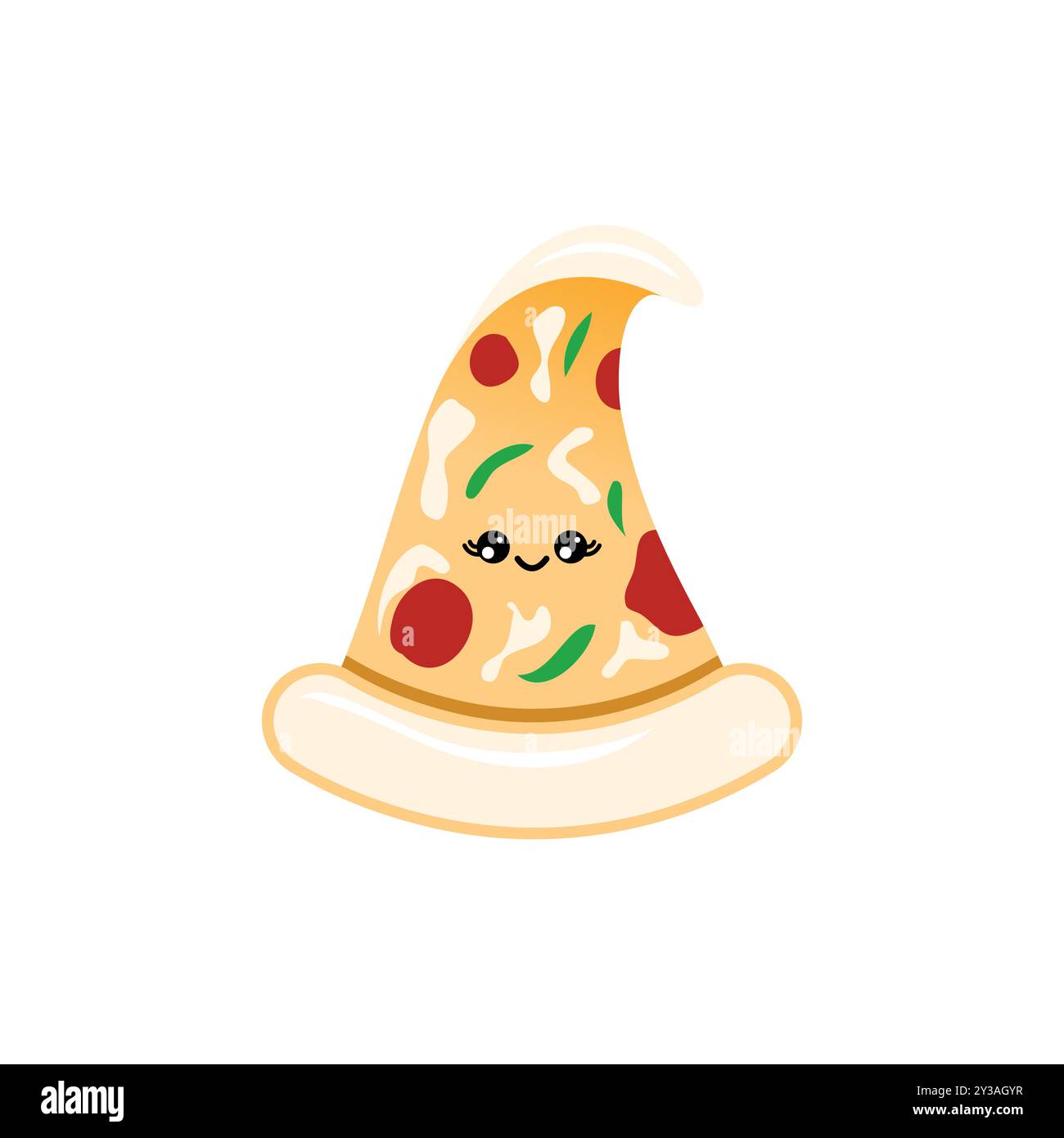 Cute Kawaii Pizza Slice Character Illustration with Smiling Face ...