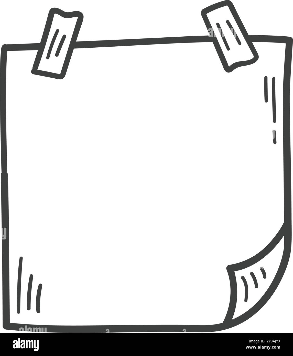 Hand drawn memo paper sheet icon in flat style. Doodle sketch vector ...