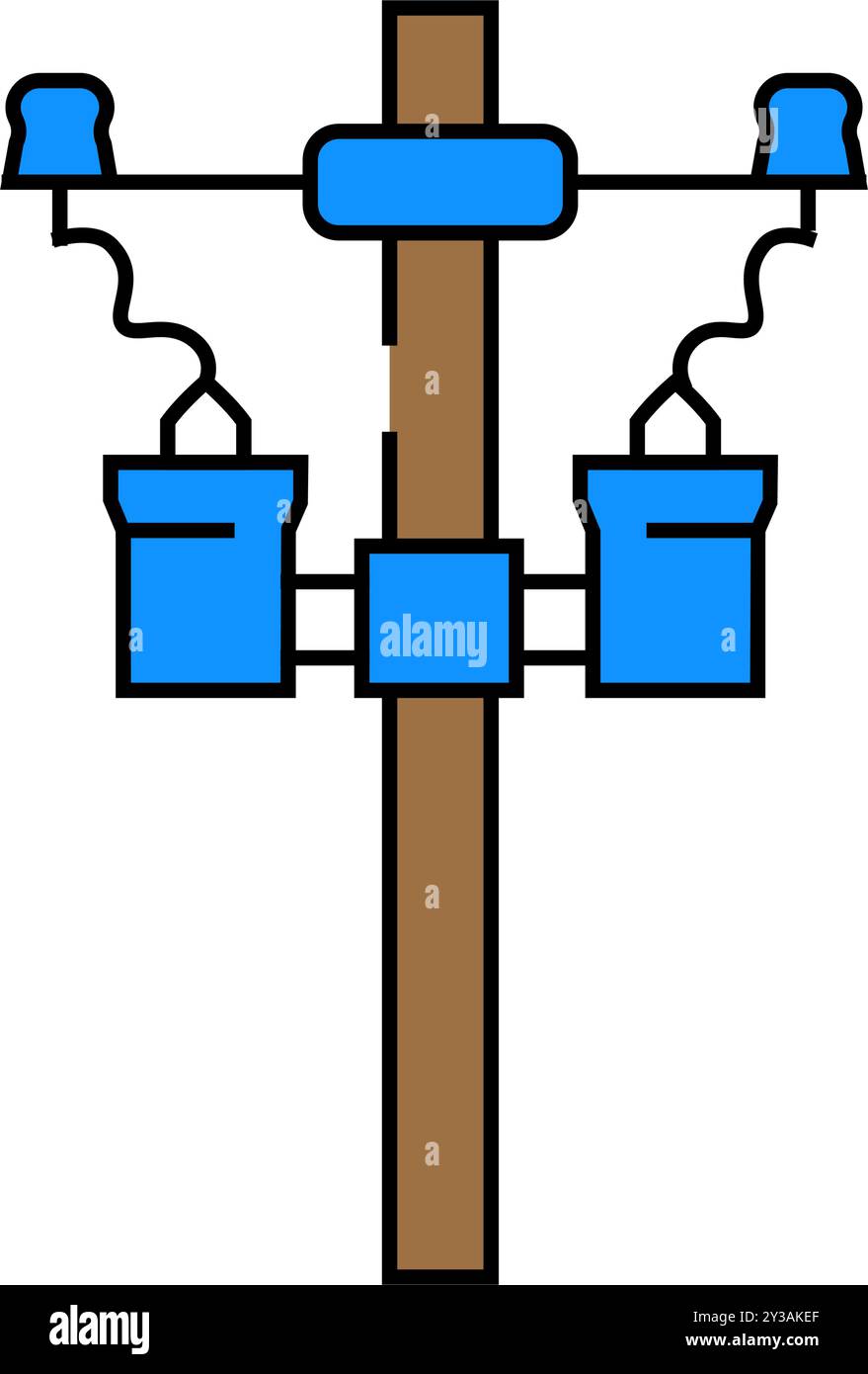 electric utility pole electrical engineer icon color illustration Stock ...