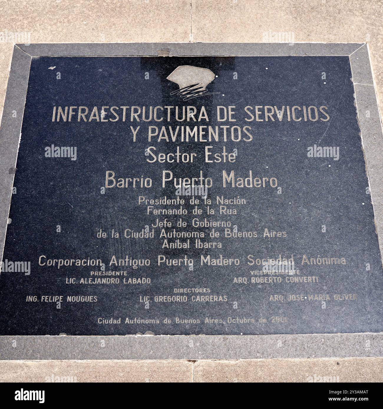 A commemorative plaque in Puerto Madero, Buenos Aires, honoring ...