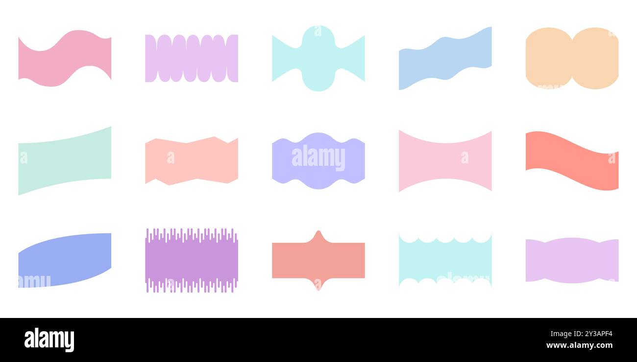 Abstract Pastel Geometric Shapes Collection. Colorful Wavy Design ...