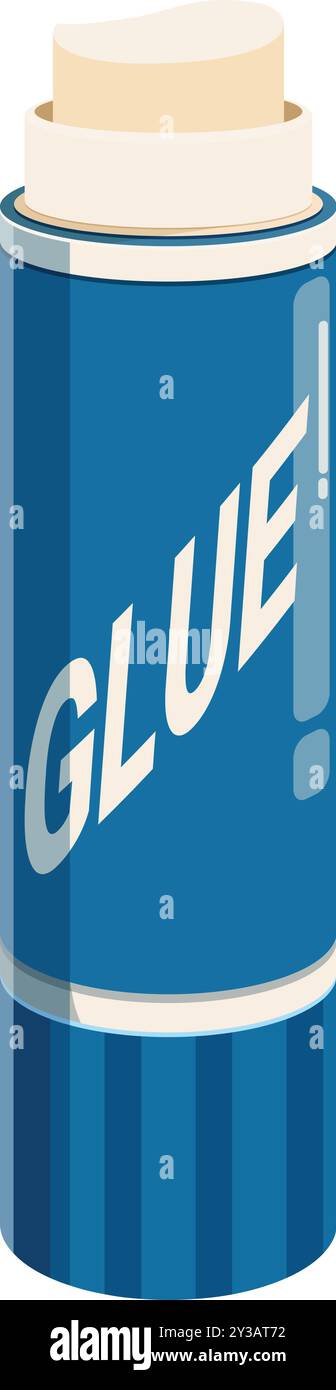 Blue glue stick with white cap slightly open standing up on white ...