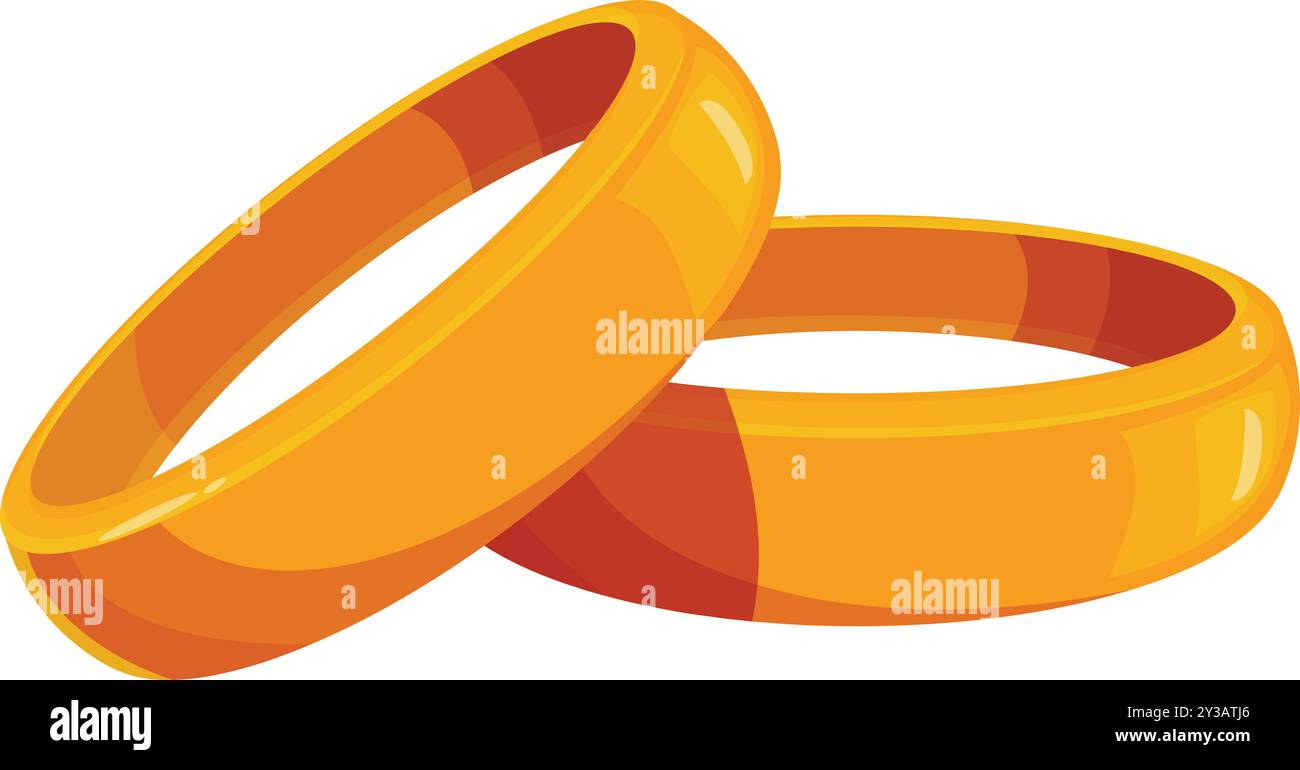 Two golden wedding rings are shining brightly, representing the ...