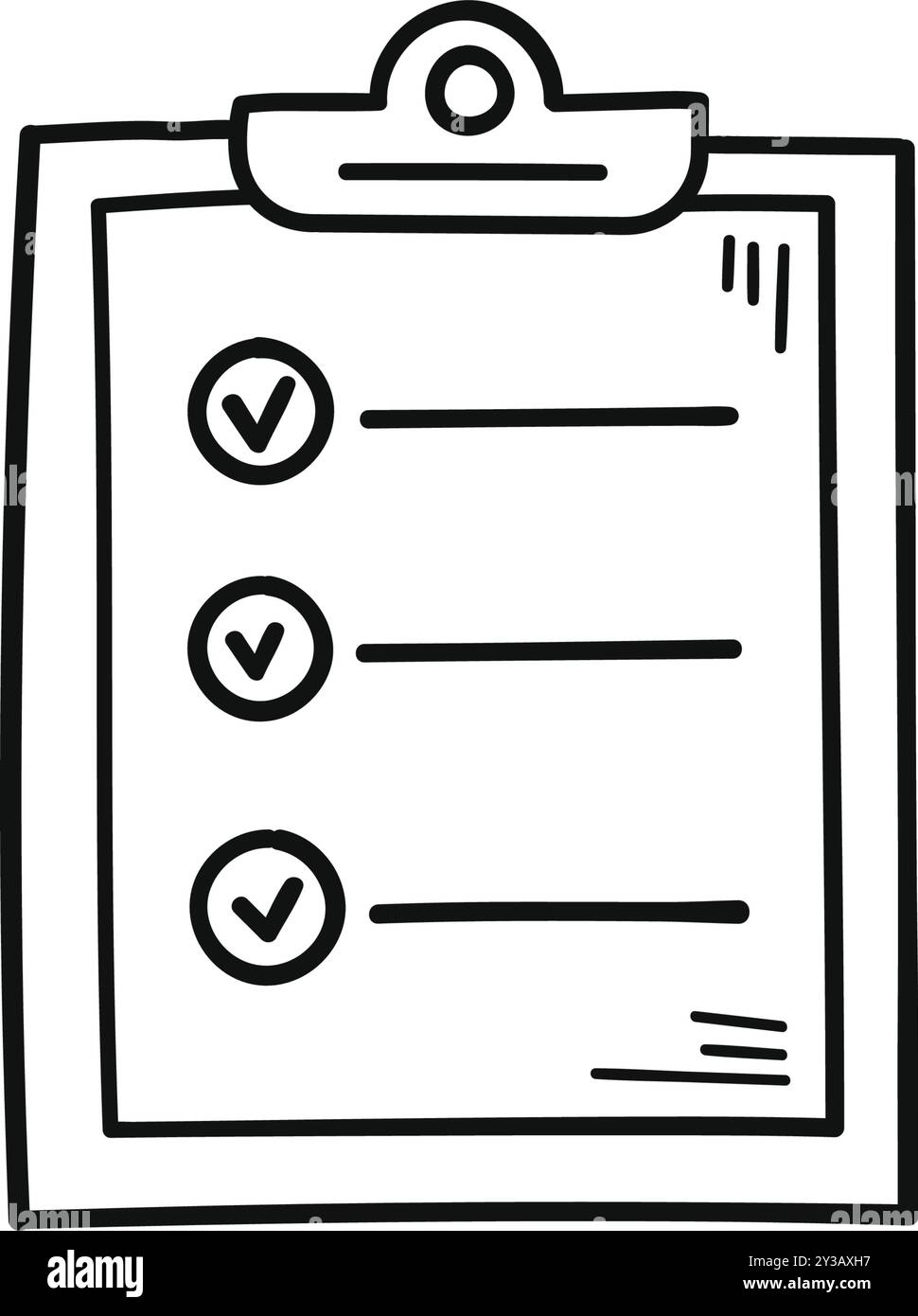 Hand drawn memo paper sheet icon in flat style. Checklist vector ...