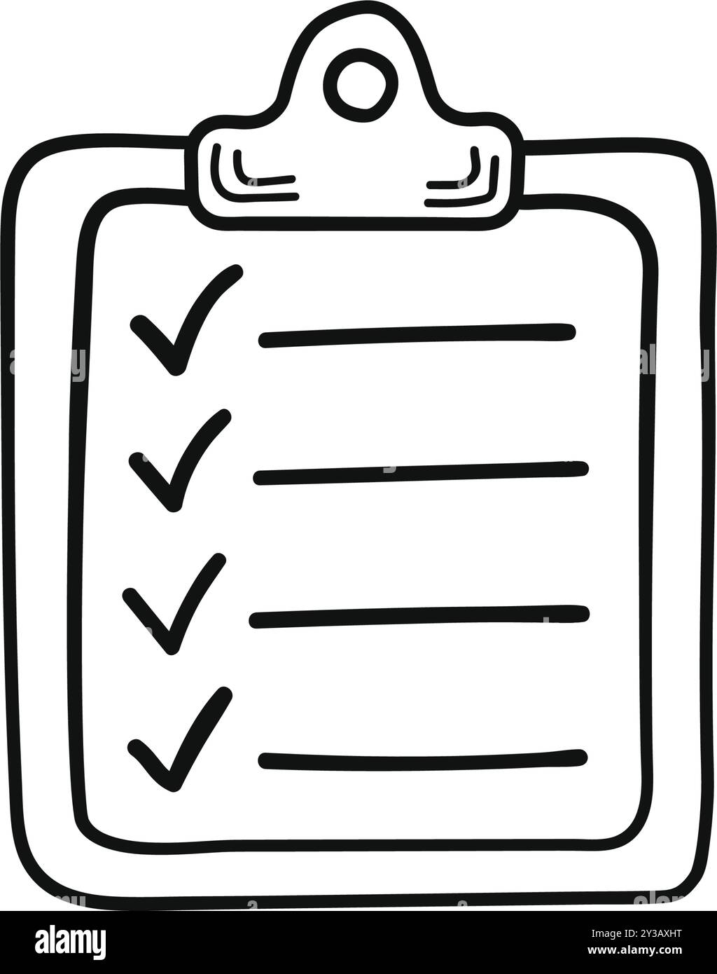 Hand drawn memo paper sheet icon in flat style. Checklist vector ...