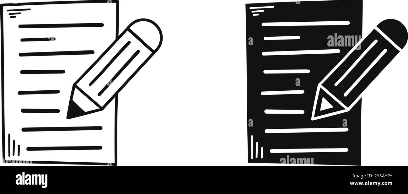 Hand drawn memo paper sheet icon in flat style. Checklist vector ...