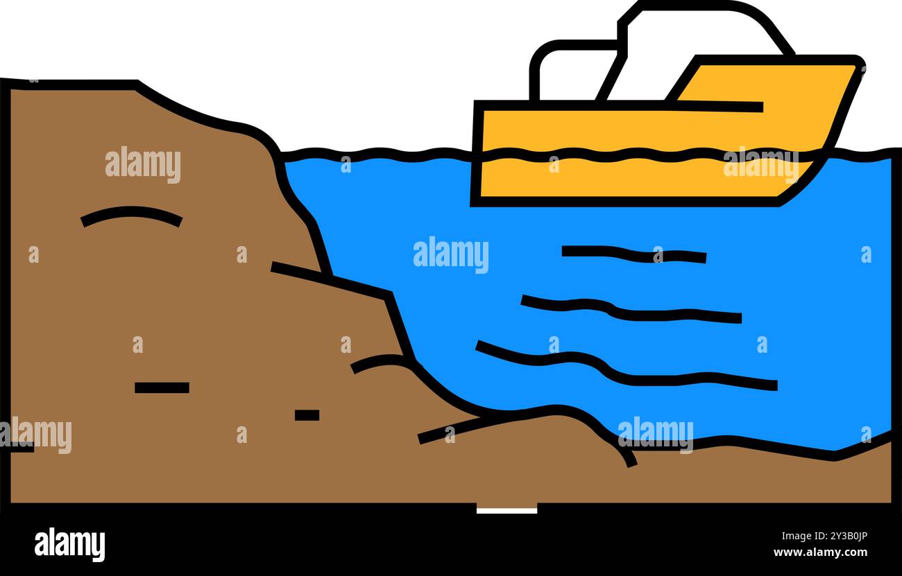 ocean floor mapped future technology icon color illustration Stock ...