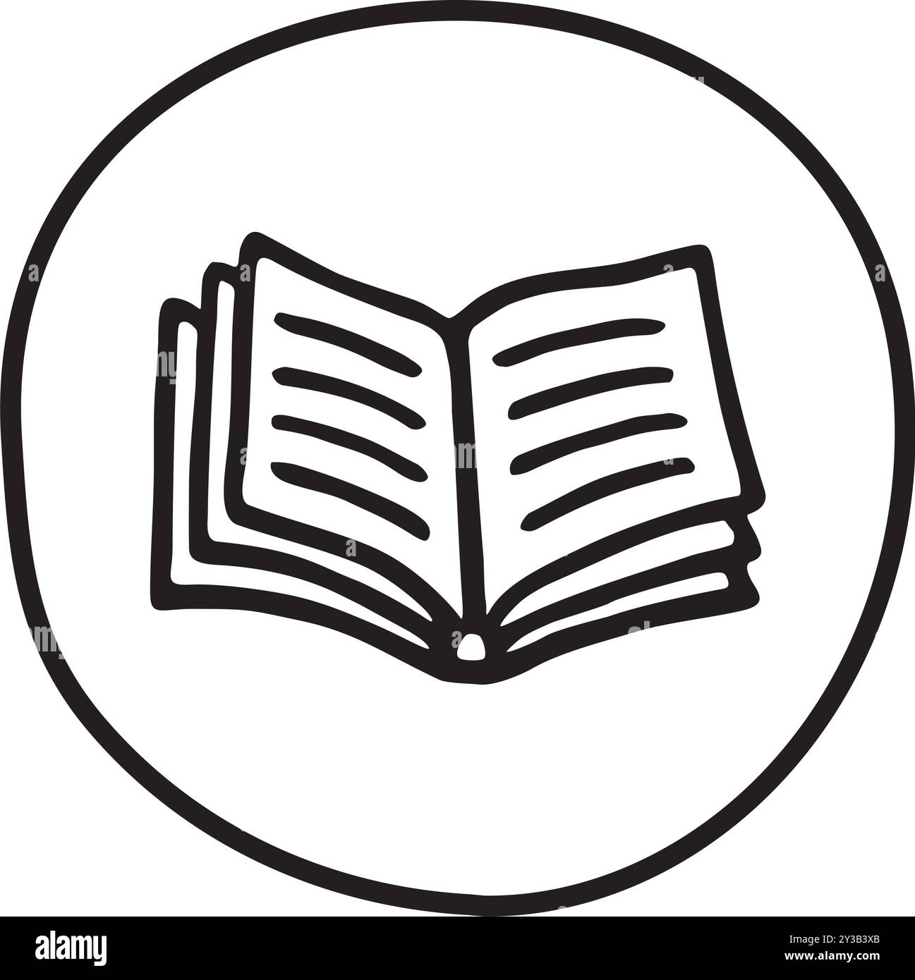 Doodle book icon handdrawn with ink pen. Knowledge and education symbol ...