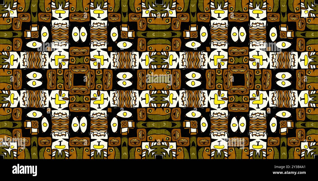 Modern tribal shape mud cloth border effect seamless pattern. Stylized ...