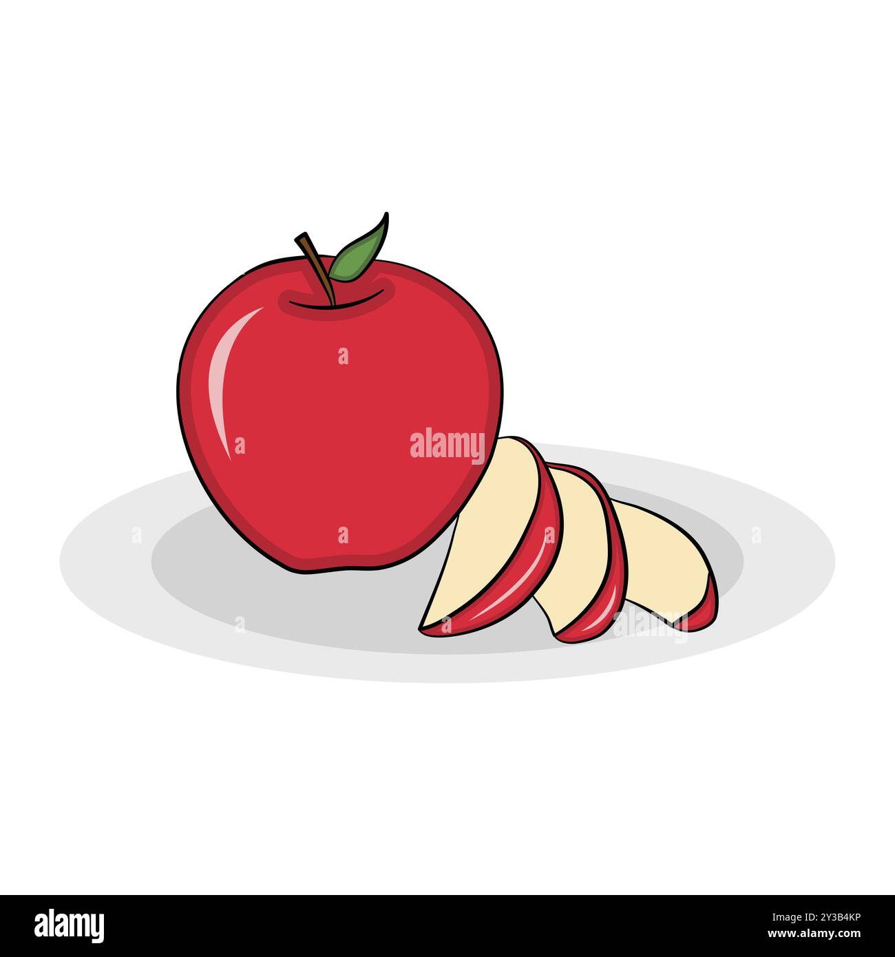 Red Apple with Slices Vector Illustration Stock Vector Image & Art - Alamy