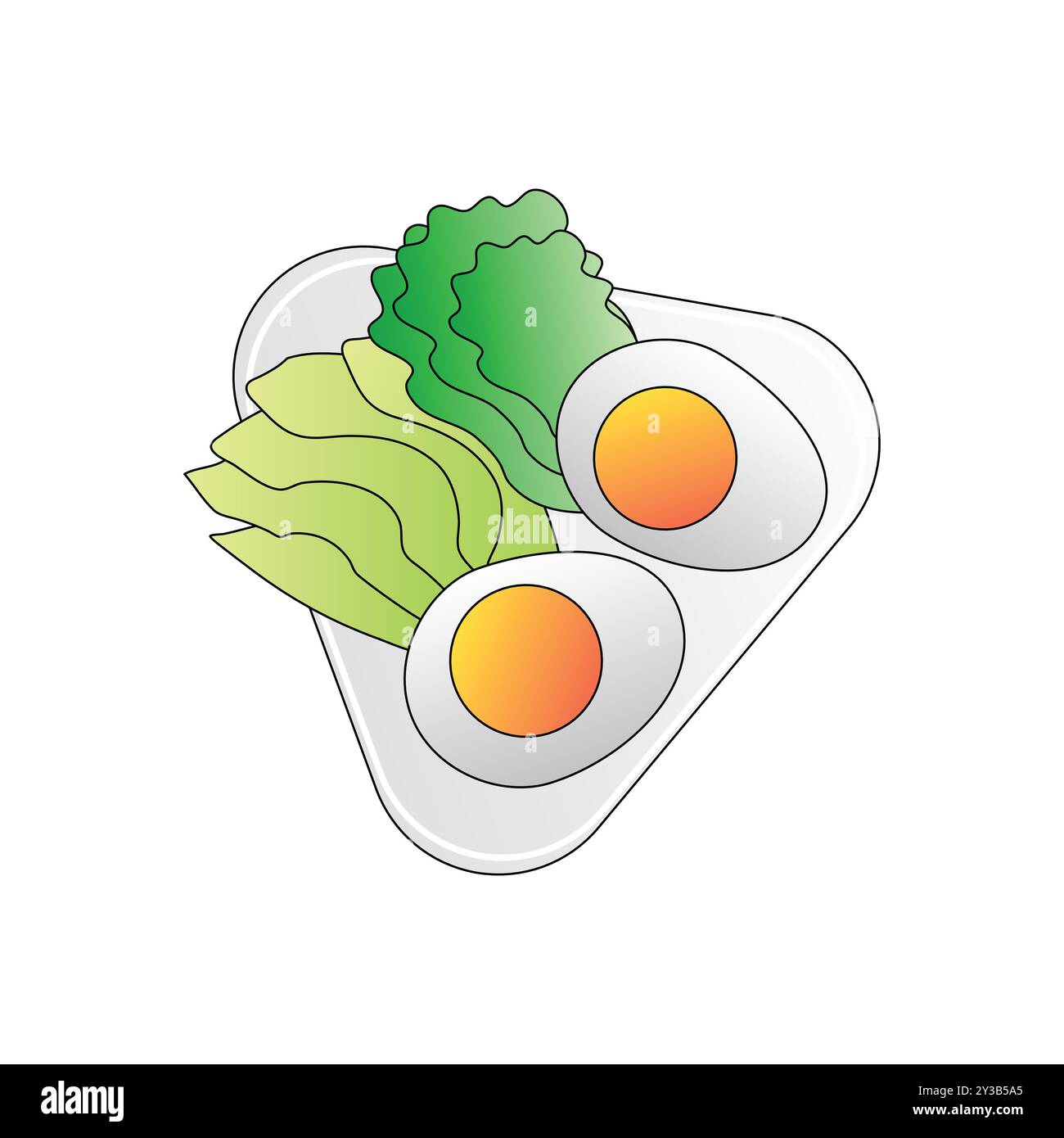 Hard-Boiled Eggs with Lettuce and Avocado Vector Illustration Stock Vector Image & Art - Alamy