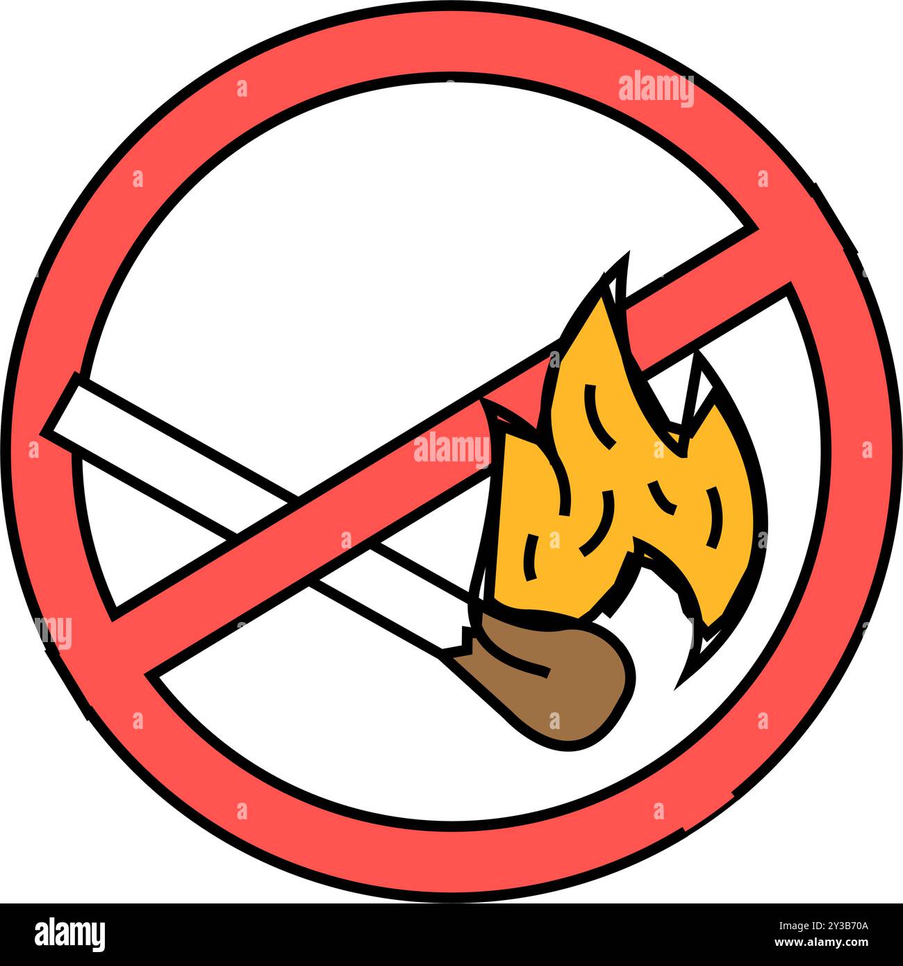 no open fire lighted match emergency icon color illustration Stock ...