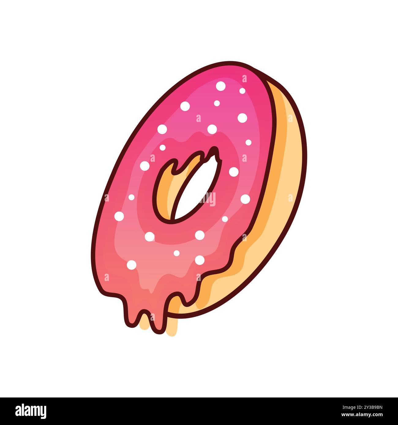 Pink Donut with Sprinkles Illustration - Cartoon Dessert - Vector ...