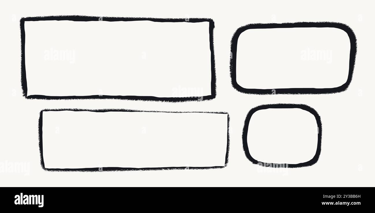 Black square frame with grunge torn edges. Vector illustration of rough ripped rectangle ...