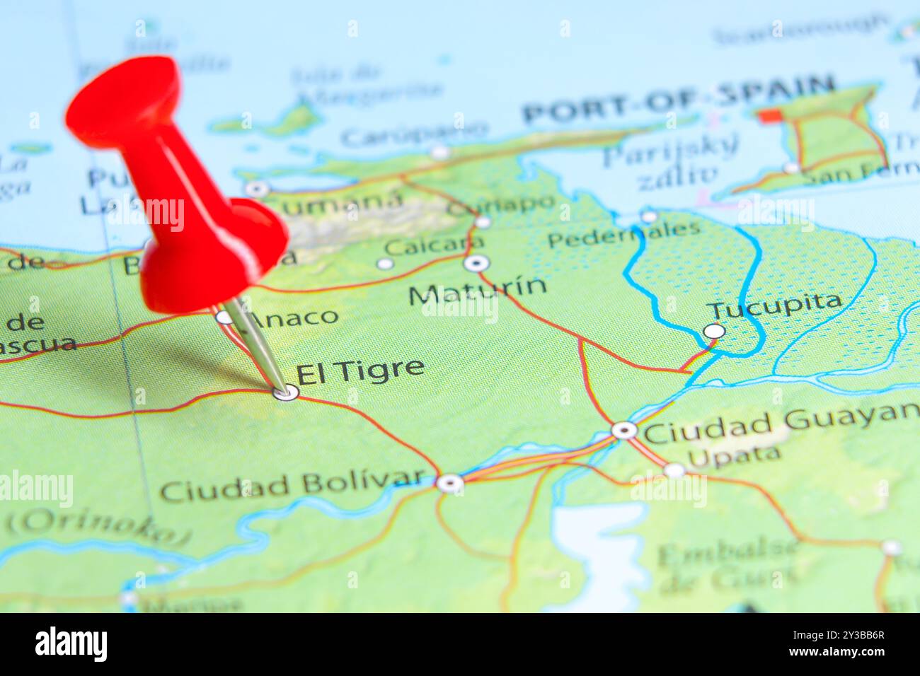 El Tigre, Venezuela pin on map Stock Photo - Alamy