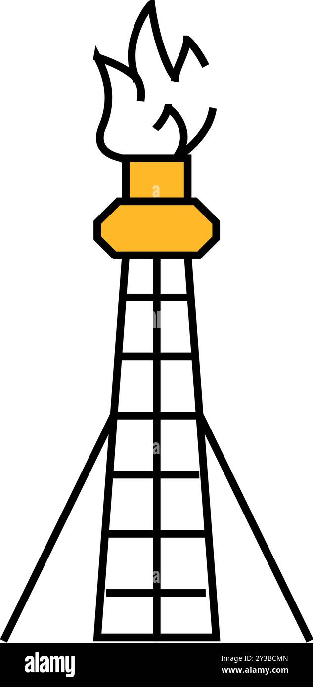 gas flaring petroleum engineer icon color illustration Stock Vector ...