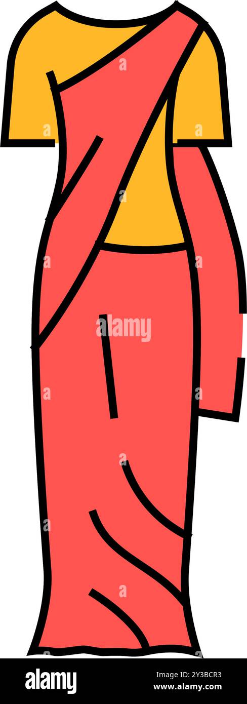 sari traditional clothing icon color illustration Stock Vector Image ...