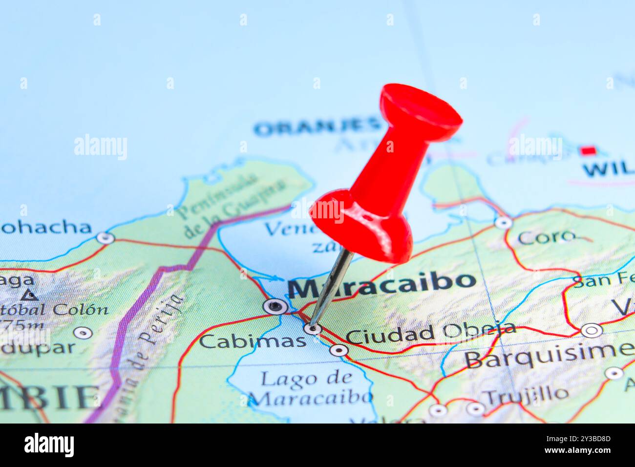 Cabimas, Venezuela pin on map Stock Photo - Alamy