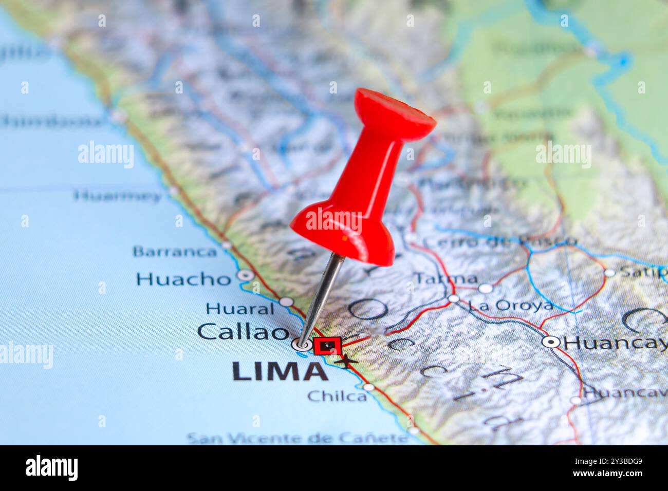Callao, Peru pin on map Stock Photo - Alamy