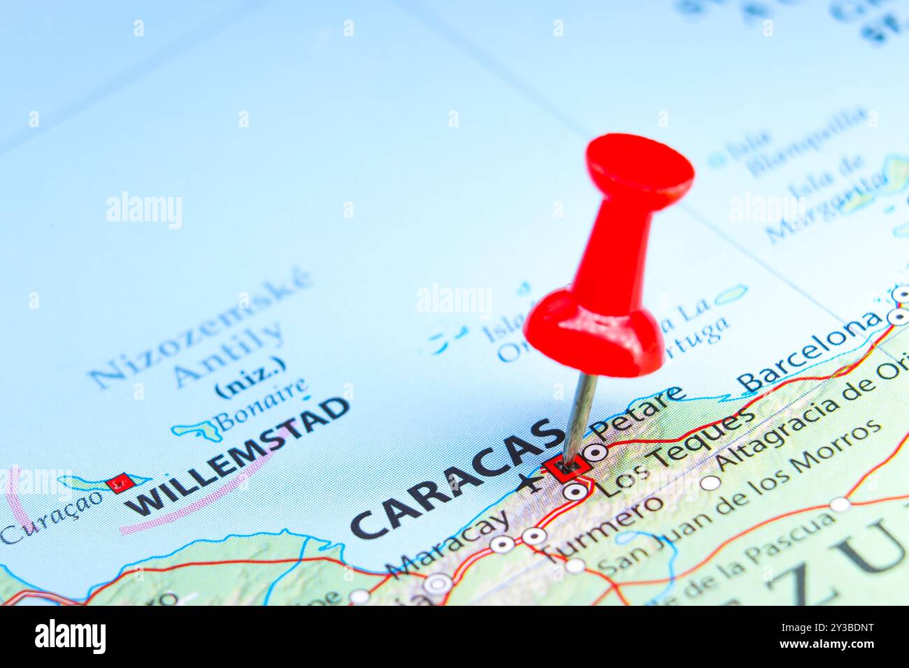 Caracas, Venezuela pin on map Stock Photo - Alamy