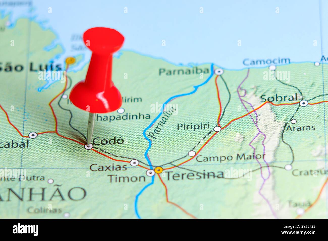Codo, Brazil pin on map Stock Photo - Alamy