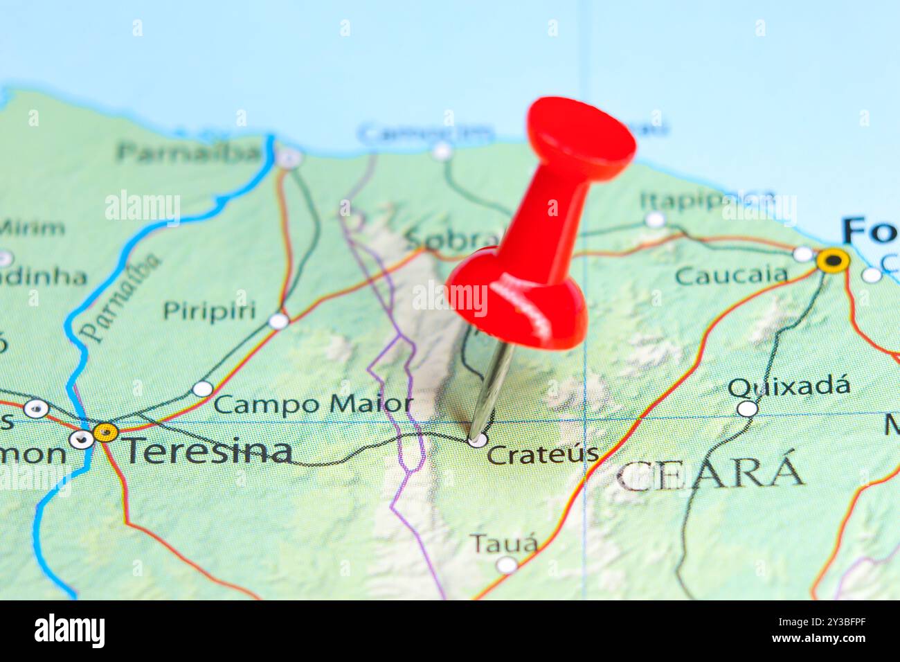 Crateus, Ceara, Brazil pin on map Stock Photo - Alamy