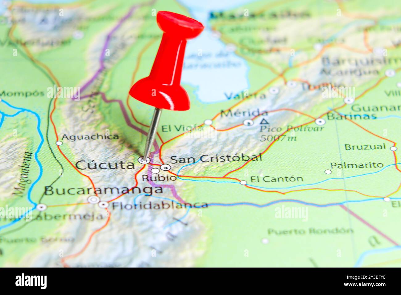 Cucuta, Colombia pin on map Stock Photo - Alamy