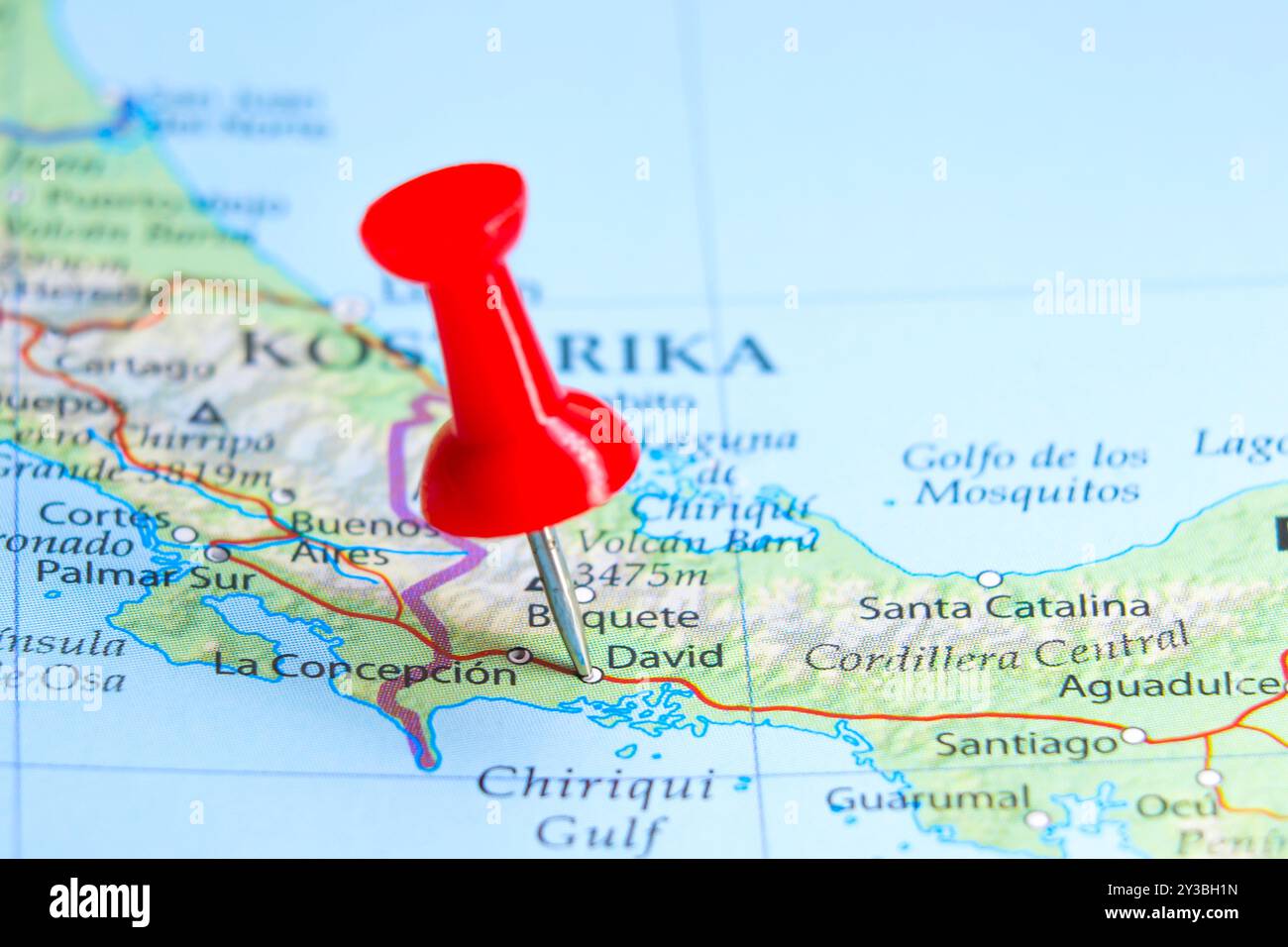 David, Panama pin on map Stock Photo - Alamy