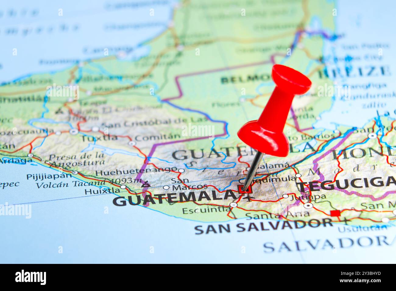 Guatemala pin on map of Guatemala Stock Photo - Alamy