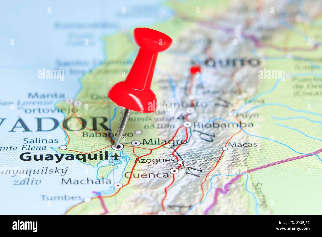 Guayaquil, Ecuador pin on map Stock Photo - Alamy