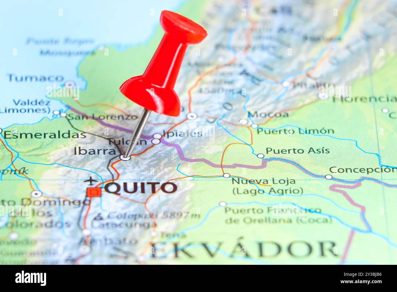 Ibarra, Ecuador pin on map Stock Photo - Alamy