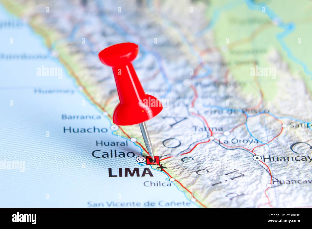 Lima, Peru pin on map Stock Photo - Alamy