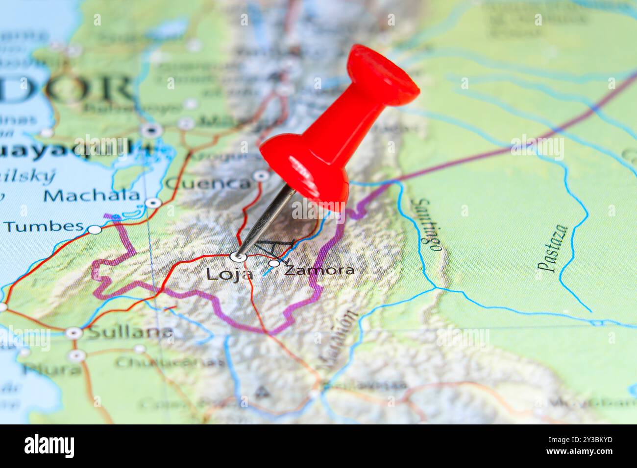 Loja Ecuador pin on map Stock Photo - Alamy