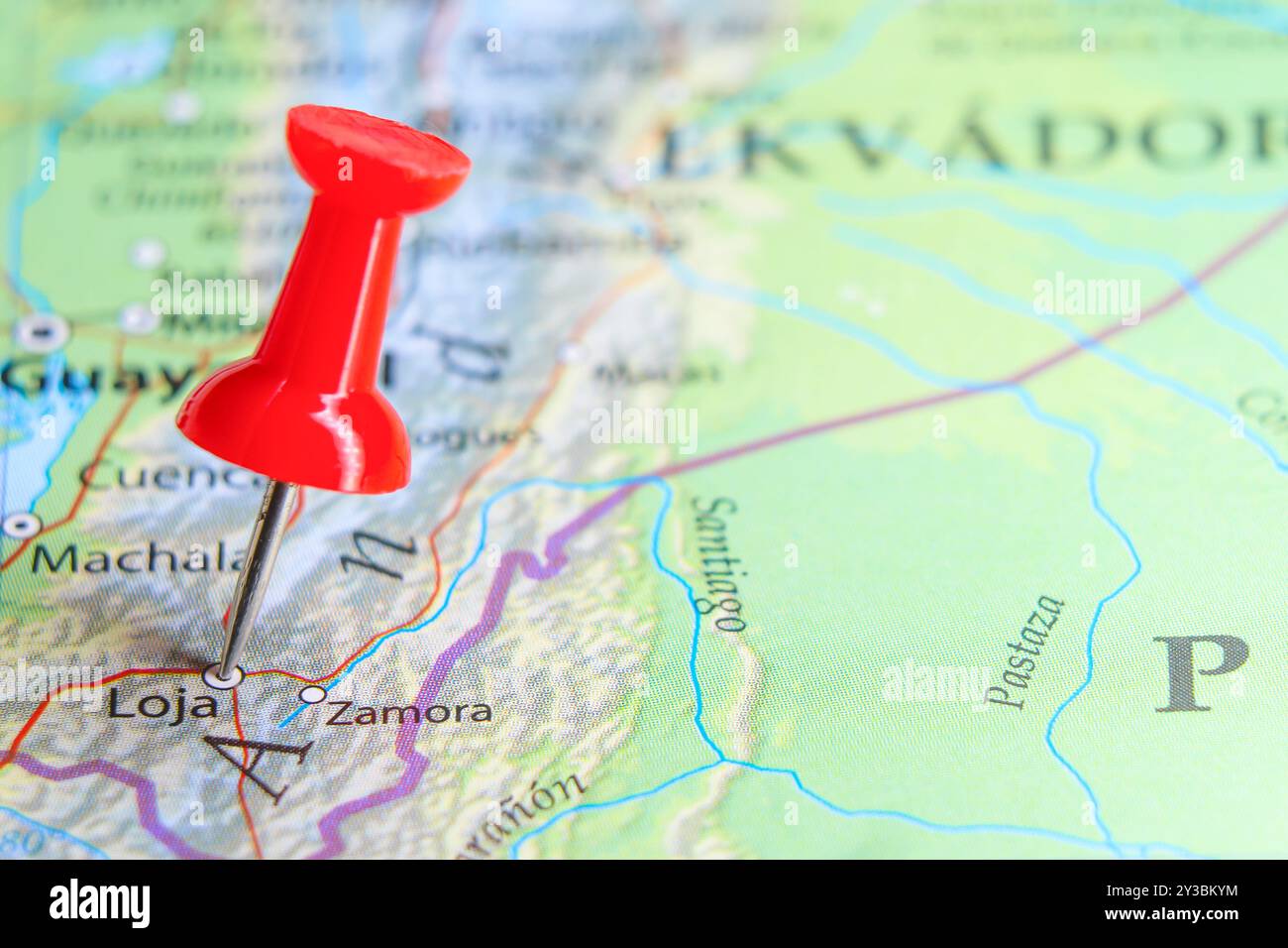 Loja, Ecuador pin on map Stock Photo - Alamy