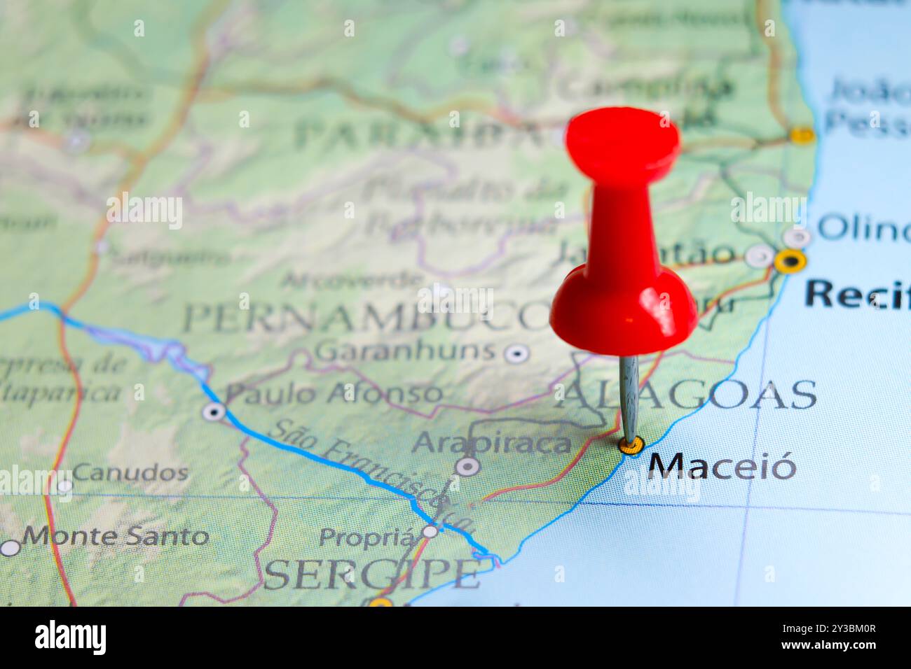 Maceio, Brazil pin on map Stock Photo - Alamy