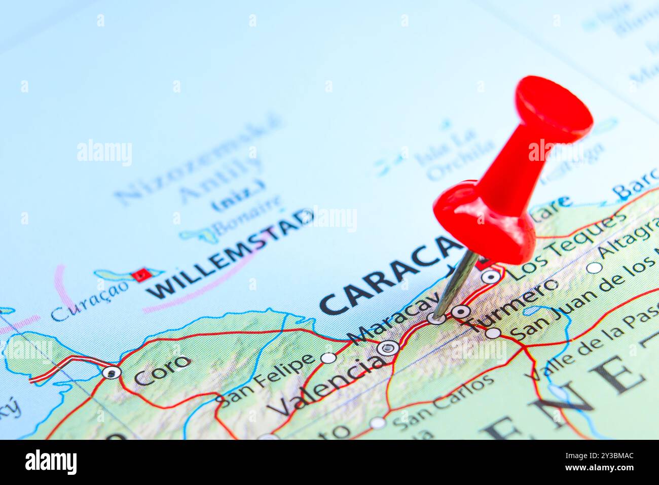 Maracay, Venezuela pin on map Stock Photo - Alamy