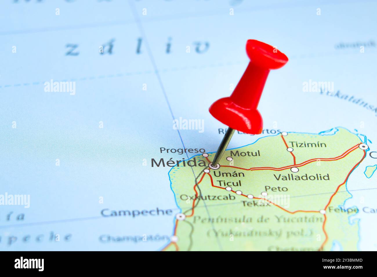 Merida, Mexico pin on map Stock Photo - Alamy