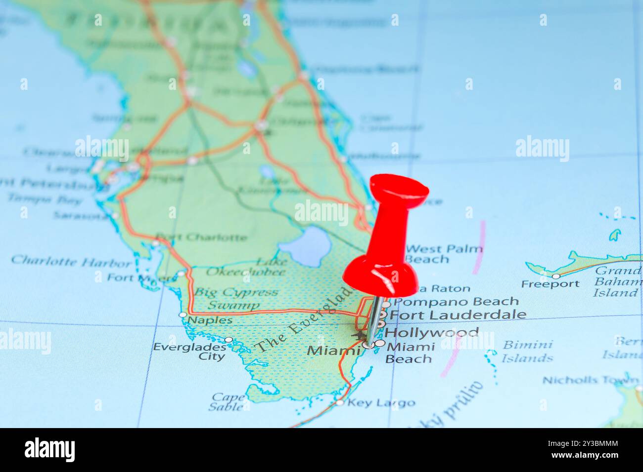 Miami, Florida pin on map Stock Photo - Alamy
