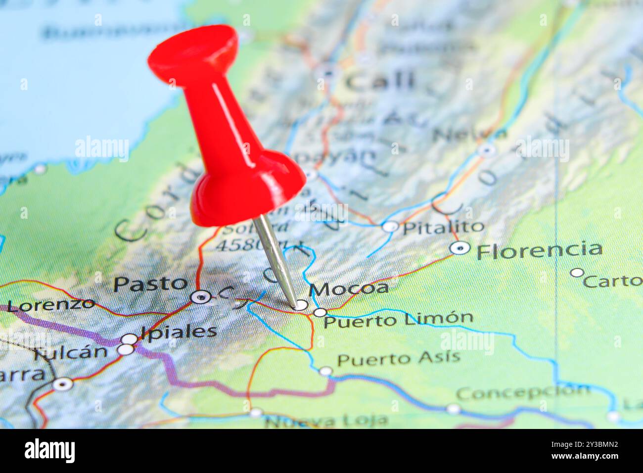 Mocoa, Colombia pin on map Stock Photo - Alamy