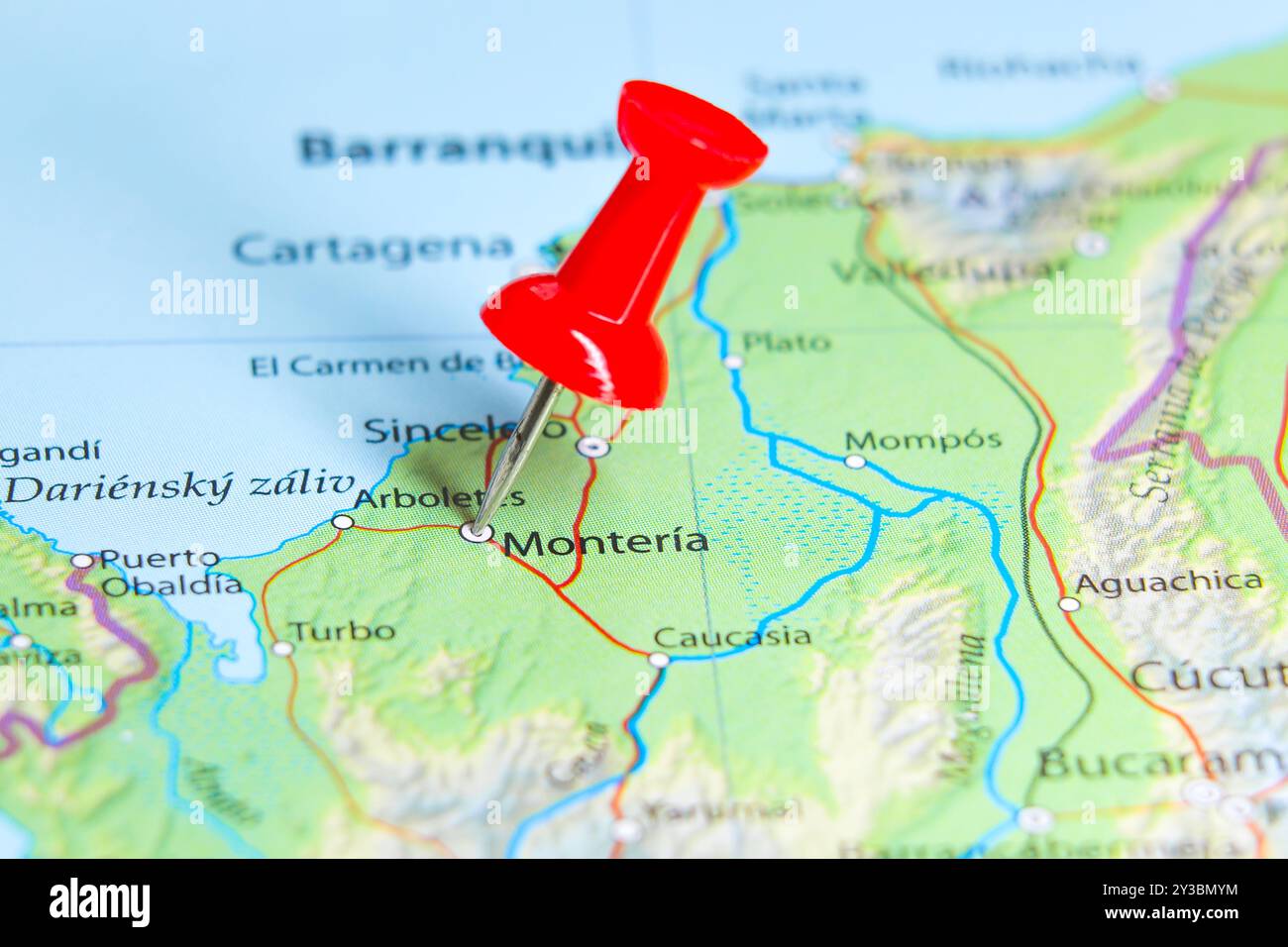 Monteria, Colombia pin on map Stock Photo - Alamy