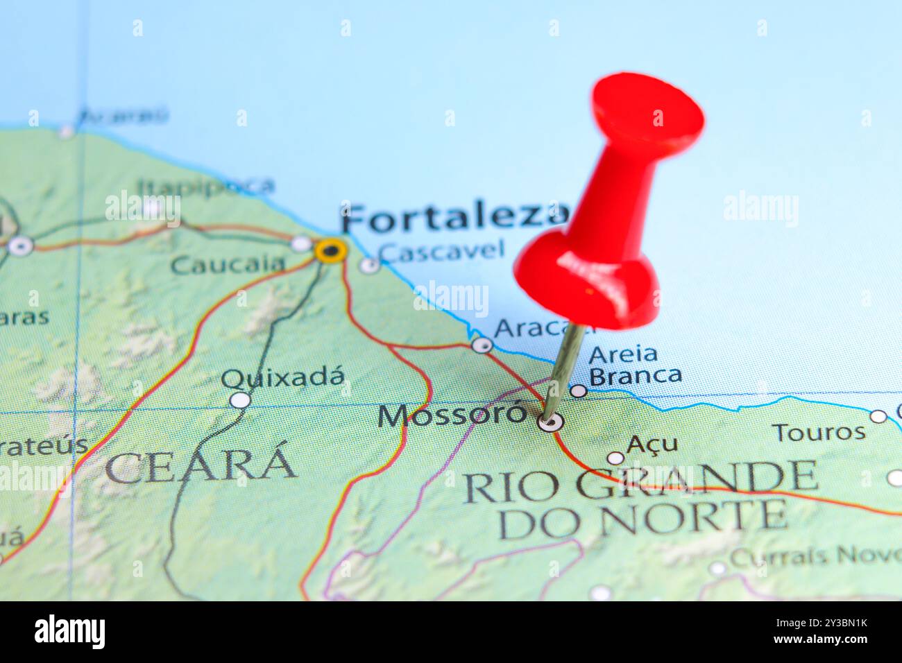 Mossoro, Brazil pin on map Stock Photo - Alamy