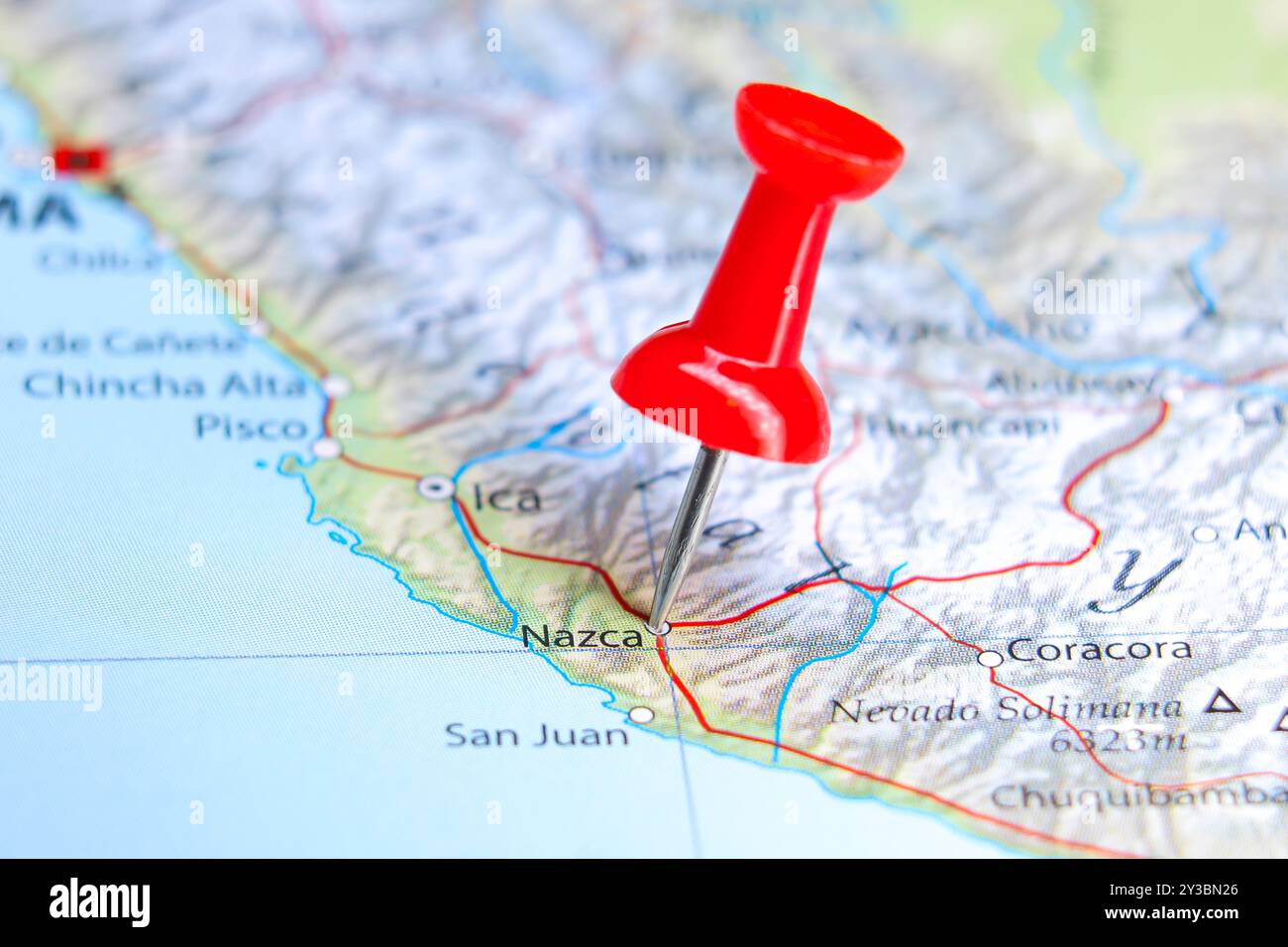 Nazca, Peru pin on map Stock Photo - Alamy