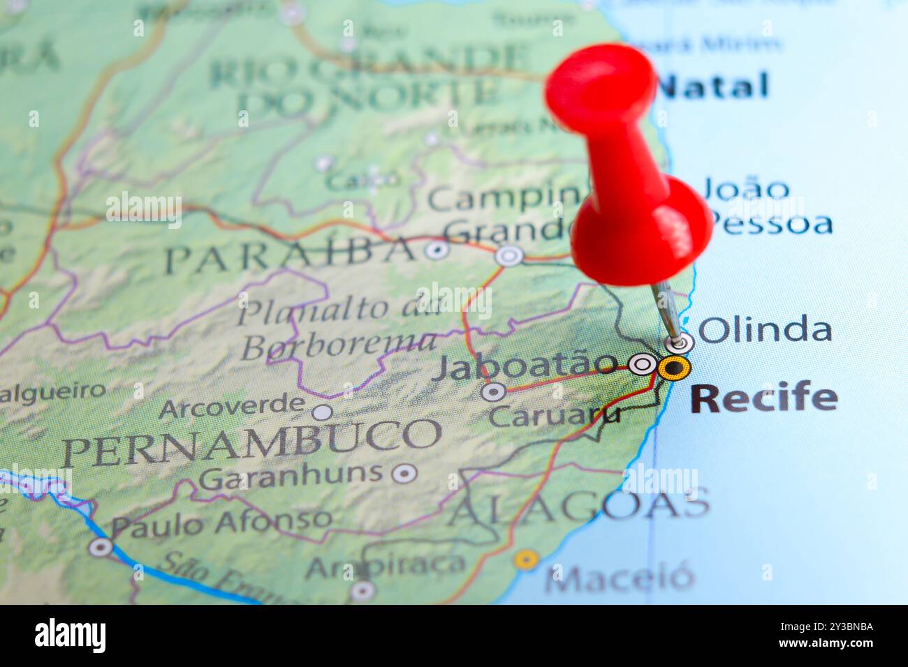 Olinda, Brazil pin on map Stock Photo - Alamy