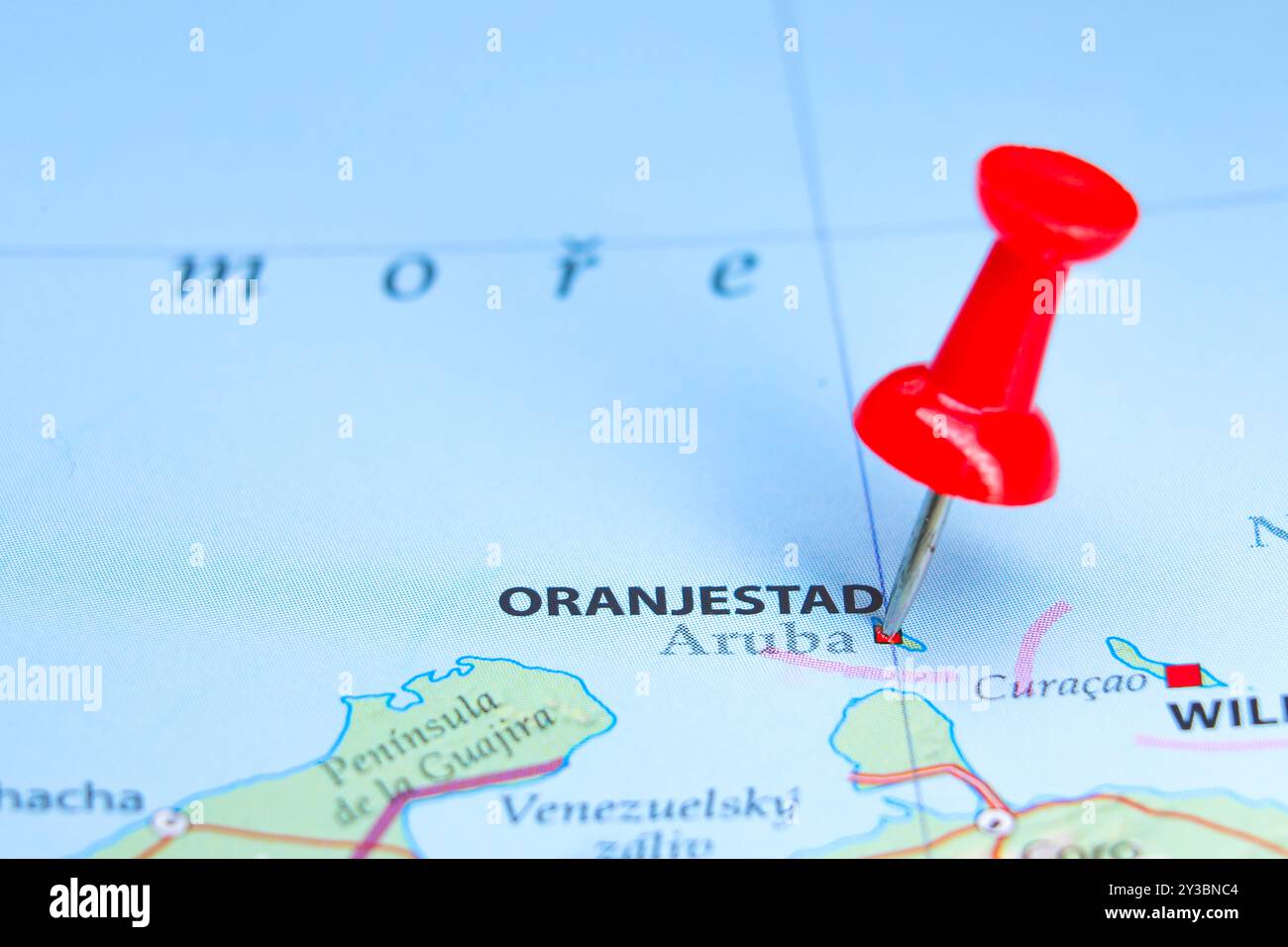 Oranjestad, Aruba pin on map Stock Photo - Alamy