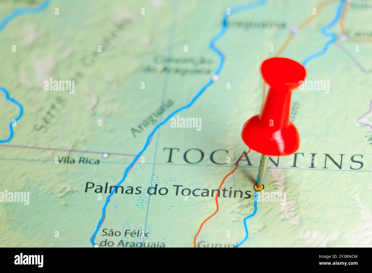 Palmas de Tocantins, Brazil pin on map Stock Photo - Alamy